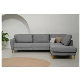 Ecksofa Home Affaire "MARSEILLE 278/202 cm, L-Form, Ottom. rechts/links, verschiedene Bez&uuml;ge", grau (dunkelgrau), B:278cm H:88cm T:202cm, 100% Polyester, Sofas, Ecksofa, Massivholzbeine Eiche, Landhausstil, Wellenunterfederung
