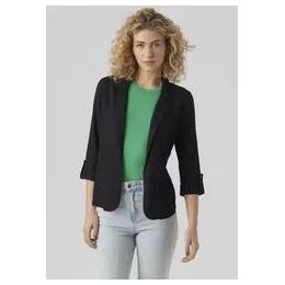 V&eacute;ro Moda Kurzblazer VERO MODA "VMJESMILO 3/4 LOOSE BLAZER WVN NOOS", Damen, Gr. XS, schwarz, Web, Obermaterial: 55% Viskose, 45% Leinen, unifarben, regular fit normal, V-Ausschnitt, Blazer Kurzblazer, mit Leinen