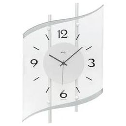 Funkwanduhr AMS, silber (silberfarben), Wanduhren, Damen, B/H/L: 29cm x 7cm x 45cm, Exklusiv-Modell,Quarzuhr,Made in Germany,Wohnzimmer,Esszimmer,B&uuml;ro