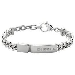 Armband Diesel "Schmuck Edelstahl Armschmuck Panzerkette ID Armband Stacked", silber (edelstahlfarben), Armb&auml;nder, Herren, 23cm, Edelstahl, Armband