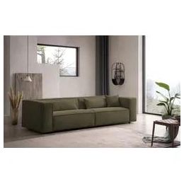 3-Sitzer "PIARA, Couch mit Kedernaht, Sofa in Cord, Leinenoptik o. Strukturstoff", gr&uuml;n (khaki), B:275cm H:66cm T:101cm, 100% Polyester, LeGer Home by Lena Gercke, Sofas, schwarze F&uuml;&szlig;e, bequemer Sitzkomfort
