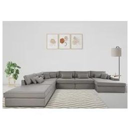 Wohnlandschaft OTTO HOME "Enid U-Form", beige (natur), B:460cm H:75cm T:330cm, Baumwollmix (60% Baumwolle/40% Leinen);Struktur fein (100% Polyester);Samtoptik (100% Polyester), Sofas, Wohnlandschaft, 6 Teile, bestehend aus Modulen, in vielen Bez&uuml;gen, auch in Breitcord