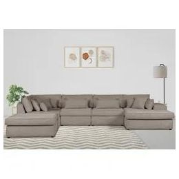 Wohnlandschaft OTTO HOME "Florid U-Form", grau (taupe), B:360cm H:75cm T:260cm, Baumwollmix (60% Baumwolle/40% Leinen);Struktur fein (100% Polyester);Samtoptik (100% Polyester), Sofas, Wohnlandschaft, 6 Teile, bestehend aus Modulen, viele Bezugsqualit&auml;ten, auch in Cord