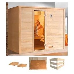 Sauna Weka "Bergen 3", beige (natur), ohne Ofen, (ohne Ofen), Saunen, ohne Ofen