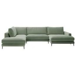 Wohnlandschaft Home Affaire "Downtown XXL B/T/H: 341/223/84 cm Loungem&ouml;bel zum Relaxen", gr&uuml;n (oliv), B:341cm H:84cm T:223cm, 88% Polyester, 12% Polyacryl, Sofas, Wohnlandschaft, weicher Sitzkomfort, Cord-Bezug, weicher Sitzkomfort U-Form