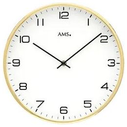 Wanduhr AMS "W9657", gold (goldfarben), Wanduhren, B/H/L: 5cm, Wanduhr, Quarzuhr,Wohnzimmer,Esszimmer,K&uuml;che,Arbeitszimmer,B&uuml;ro,Flur