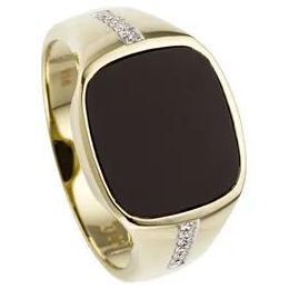 Fingerring Jobo "Ring mit Onyx und 12 Diamanten" Gr. 64, schwarz, Fingerringe, Herren, 64, SI = kleine Einschl&uuml;sse, Diamanten Gelbgold 585, Diamanten, Gelbgold 585, Fingerring, 585 Gold bicolor
