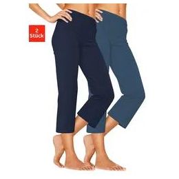 Caprihose Vivance ACTIVE, Damen, Gr. 36/38, N-Gr, blau (1x jeans, 1x denim), Single Jersey, Obermaterial: 60% Baumwolle, 35% Polyester, 5% Elasthan, unifarben, Basic, eng 3/4-L&auml;nge, Hosen Caprihose, mit Gummibund, Loungewear