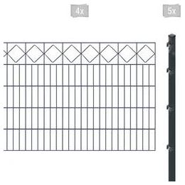 Doppelstabmattenzaun Arvotec "ESSENTIAL 100 zum Einbetonieren "Karo" mit Zierleiste", grau (anthrazit), H:100cm, Kunststoff, Stahl, Zaunelemente, Zaunh&ouml;he 100 cm, Zaunl&auml;nge 2 - 60 m