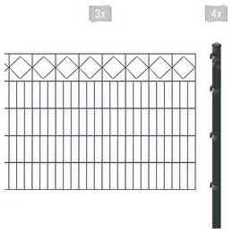 Doppelstabmattenzaun Arvotec "ESSENTIAL 100 zum Einbetonieren "Karo" mit Zierleiste", grau (anthrazit), H:100cm, Kunststoff, Stahl, Zaunelemente, Zaunh&ouml;he 100 cm, Zaunl&auml;nge 2 - 60 m