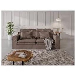 4-Sitzer Home Affaire "ALISSAS mit vielen Kissen, Biesen an den Kissen", grau (taupe), B:240cm H:94cm T:146cm, 92% Polyester, 8% Nylon, Sofas, Hussenoptik, mit kleinen Taschen an der Seite zum Verstauen
