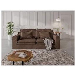 4-Sitzer Home Affaire "ALISSAS mit vielen Kissen, Biesen an den Kissen", braun, B:240cm H:94cm T:146cm, 92% Polyester, 8% Nylon, Sofas, Hussenoptik, mit kleinen Taschen an der Seite zum Verstauen