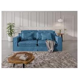 4-Sitzer Home Affaire "ALISSAS mit vielen Kissen, Biesen an den Kissen", blau, B:240cm H:94cm T:146cm, 92% Polyester, 8% Nylon, Sofas, Hussenoptik, mit kleinen Taschen an der Seite zum Verstauen