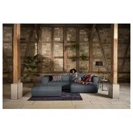 Ecksofa W.Schillig "around-the-block", blau (blau z69), B:300cm H:66cm T:164cm, Longlife Xtra-Leder Z69: Das feinnarbige, gedeckte Softleder Z69 besticht durch seine au&szlig;ergew&ouml;hnliche Weichheit im trendigen &raquo;Vintage-Look&laquo;, Hautst&auml;rke 0, 9 - 1, 1 mm;Longlife fabric Flachgewebe T88 (100% Polyester), Sofas, Ecksofa, inklusive Hocker, mit eleganter Biese, mit Federkern