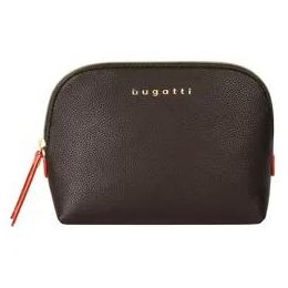 Kosmetiktasche Bugatti "ELLA", Damen, Gr. B/H/T: 21cm x 15cm x 3cm onesize, braun (dunkelbraun), Kunstfaser, leicht gl&auml;nzend, unifarben, Taschen Kosmetiktasche