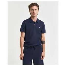 Poloshirt Gant "REG SHIELD SS PIQUE POLO", Herren, Gr. 3XL, blau (evening blau), Jersey, Obermaterial: 100% Baumwolle, unifarben, regular fit h&uuml;ftlang, hoch geschlossener Ausschnitt, B&uuml;ndchen, Shirts, mit Logo und Flachstrickkragen 100% Baumwolle Pique