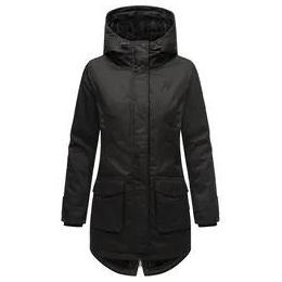 Parka Navahoo "Brinjaa", Damen, Gr. XL (42), schwarz, Obermaterial: 65% Polyester, 35% Baumwolle. Futter: 100% Polyester. Wattierung: 100% Polyester. &Auml;rmelfutter: 100% Polyester, Basic, tailliert Po-bedeckend, hoch geschlossener Ausschnitt, &Auml;rmel ohne &Auml;rmelschlitz Rippstrickb&uuml;ndchen kontrastfarben, Jacken Parka, Modischer Winter Kurzmantel mit zahlreichen Taschen