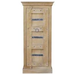 SIT-M&Ouml;BEL Highboard SIT "Daipur Kommode", beige (natur, antikgrau), B:55cm H:120cm T:45cm, Massivholz, Sideboards, Highboard, geschnitzte Verzierungen, schmale Kommode mit 1 T&uuml;r