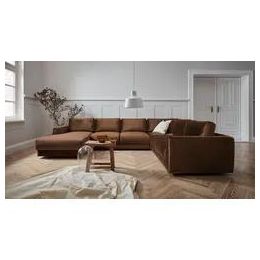 Wohnlandschaft OTTO HOME "Hobro U-Form", braun, B:348cm H:80cm T:270cm, Luxus-Microfaser Lederoptik (100% Polyester;Struktur grob (100% Polyester);Samtoptik (100% Polyester), Sofas, Wohnlandschaft, in 3 Bezugsqualit&auml;ten in vielen Farben, Design by Morten Georgsen