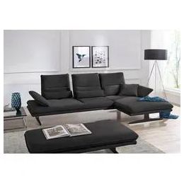 Ecksofa W.Schillig "broadway, Designsofa mit tollem Sitzkomfort", grau (anthrazit s37), B:291cm H:94cm T:164cm, Stoff S37 (100% Polyester): Luxus-Microfaser in Lederoptik, Sofas, Ecksofa, Sitztiefenverstellung, Kopfteil- & Seitenteilverstellung, Breite 291cm