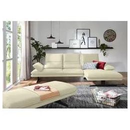 Ecksofa W.Schillig "broadway, Designsofa mit tollem Sitzkomfort", beige (sahara s37), B:291cm H:94cm T:164cm, Stoff S37 (100% Polyester): Luxus-Microfaser in Lederoptik, Sofas, Ecksofa, Sitztiefenverstellung, Kopfteil- & Seitenteilverstellung, Breite 291cm