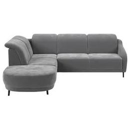 Sit & More Ecksofa SIT & MORE "Blues L-Form", grau (stone), B:258cm H:93cm T:249cm, 100% Polyester, Sofas, Ecksofa, wahlweise mit Klapptisch und USB