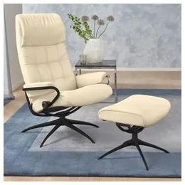 Relaxsessel stressless "London", beige (vanilla paloma), B:80cm H:116cm T:71cm, Leder BATICK: durchgef&auml;rbtes und genarbtes M&ouml;belleder;Leder PALOMA: durchgef&auml;rbtes Semianilin-M&ouml;belleder;ROHLEDER Stoff Q2 FARON (100% Polyester im Flor, Grundgewebe: 50% Polyester, 50% Polyacryl), Sessel, Relaxsessel, mit Hocker, High Back, mit Star Base, Gestell Schwarz