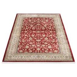 Teppich OCI DIE TEPPICHMARKE "INSPIRATION KESHAN", rot (rot, creme), B:120cm H:12mm L:180cm, Viskose, Teppiche, Teppich, Glanz Viskose, mit Fransen, Hoch Tief Struktur, Vintage, Wohnzimmer