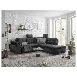 Ecksofa ED EXCITING DESIGN "Alija L-Form", schwarz, B:265cm H:107cm T:217cm, 100% Polyester, Sofas, Ecksofa, mit Bettfunktion, Bettkasten, Armteilverstellung & Kopfst&uuml;tzen, Topseller