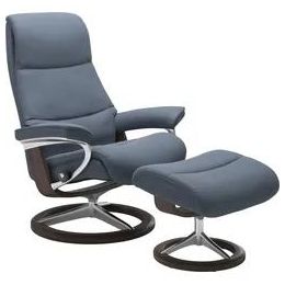 Relaxsessel stressless "View", blau (sparrow blau paloma), B:91cm H:110cm T:85cm, Leder BATICK: BATICK ist ein leicht korrigiertes, durchgef&auml;rbtes und genarbtes M&ouml;belleder, bei dem die meisten Unebenheiten und Spuren in der Regel entfernt wurden.;Leder PALOMA: PALOMA ist ein durchgef&auml;rbtes Semianilin-M&ouml;belleder mit nat&uuml;rlicher Narbung.;ROHLEDER Stoff Q2 FARON: Ein fester zuverl&auml;ssiger Boucl&eacute; mit e