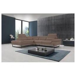 Ecksofa Egoitaliano "Queenie, extravagantes Sofa mit erstklassigem Sitzkomfort, L-Form", braun (mud), B:284cm H:95cm T:108cm, Luxus-Microfaser (100% Polyester) Leder &raquo;BULL&laquo; (echtes Rindsleder). Geschliffenes, pigmentiertes und behandeltes Rindsleder mit einer Dicke von 1, 3-1, 5 mm. Dieses Leder zeigt eine ziemlich weiche Hand mit einem halb undurchsichtigen Aussehen. Es handelt sich um ein gesch&uuml;