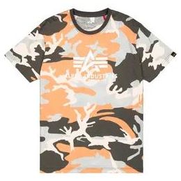 T-Shirt Alpha Industries "Basic T-Shirt BL Camo PP", Damen, Gr. M, orange (orange grau camo), Obermaterial: 100% Baumwolle, Shirts T-Shirt