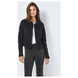 Jeansjacke Noisy may "NMDEBRA L/S BLACK DENIM JACKET NOOS", Damen, Gr. XS, schwarz, Denim/Jeans, Obermaterial: 75% Baumwolle, 18% Polyester, 6% Viskose, 1% Elasthan, unifarben, Jacken Jeansjacke