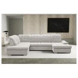 Wohnlandschaft WERK2 "Kordula-New Multifunktion Couch, Breite 332cm, bequem, U-Form", beige (creme), B:332cm H:105cm T:217cm, 92% Polyester, 8% Nylon, Sofas, Wohnlandschaft, Sofa in U-Form mit Schlaffunktion & Bettkasten, Schlafcouch