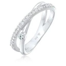 Fingerring Elli "Wickelring X Glamour 925 Silber, mit Kristallen von Swarovski" Gr. 58, silber, Fingerringe, Damen, 58mm,mit Steinen, Silber 925 (Sterlingsilber), 3mm, Fingerring