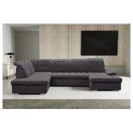 Wohnlandschaft WERK2 "Kordula-New Multifunktion Couch, Breite 332cm, bequem, U-Form", grau (anthrazit), B:332cm H:105cm T:217cm, 92% Polyester, 8% Nylon, Sofas, Wohnlandschaft, Sofa in U-Form mit Schlaffunktion & Bettkasten, Schlafcouch, Topseller