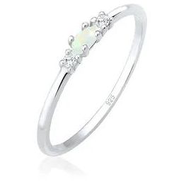 Fingerring Elli "Opal Marquise und Zirkonia 925 Sterling Silber" Gr. 52, silber, Fingerringe, Damen, 52mm,mit Steinen, Silber 925 (Sterlingsilber), 1mm, Fingerring