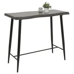 Bartisch Hela "GABI", grau (grau, schwarz, schwarz, grau), B:120cm H:108cm T:60cm, Tische, Bartisch, Baumkantentisch, 120 cm Breite, Industrial Design, Wildeiche oder Grau