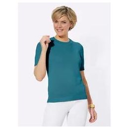 Kurzarmpullover Casual Looks "Pullover", Damen, Gr. 54, blau (petrol), 50% Baumwolle, 50% Polyacryl, unifarben, Pullover