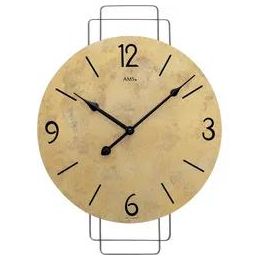 Wanduhr AMS, bunt (schwarz, altgoldfarben), Wanduhren, B/H/L: 35cm x 5cm x 48cm, Wanduhr, Made in Germany,Wohnzimmer,Esszimmer,K&uuml;che,Arbeitszimmer,B&uuml;ro,Flur