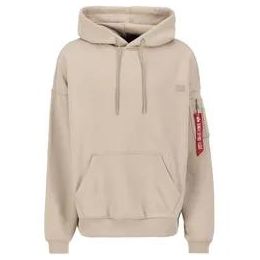 Hoodie Alpha Industries "Alpha Essentials RL Hoodie", Herren, Gr. L, beige (vintage sand), Obermaterial: 70% Baumwolle, 30% Polyester, normal, Sweatshirts Hoodie