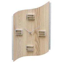 Wanduhr AMS "W9613", silber (sonomafarben, silberfarben), Wanduhren, B/H/L: 27cm x 4cm x 40cm, Wanduhr, Quarzuhr,Holz,Wohnzimmer,Esszimmer,K&uuml;che,Arbeitszimmer,B&uuml;ro,Flur