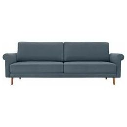 2-Sitzer "CR.450, Designsofa, Loungesofa", blau (blaugrau 534, 73), B:168cm H:85cm T:95cm, NaturLEDER OSKAR (echtes Rindsleder);Chenille COCO (72% Polyester 15% Baumwolle 13% Polyacryl), CREATION BY ROLF BENZ, Sofas, modern Landhaus, F&uuml;&szlig;e in Nussbaum, Breite 168 cm