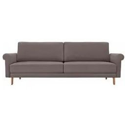 2-Sitzer "CR.450, Designsofa, Loungesofa", beige (beigegrau 534, 26), B:168cm H:85cm T:95cm, NaturLEDER OSKAR (echtes Rindsleder);Chenille COCO (72% Polyester 15% Baumwolle 13% Polyacryl), CREATION BY ROLF BENZ, Sofas, modern Landhaus, F&uuml;&szlig;e in Nussbaum, Breite 168 cm