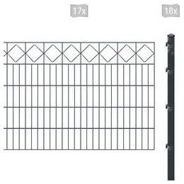 Doppelstabmattenzaun Arvotec "ESSENTIAL 100 zum Einbetonieren "Karo" mit Zierleiste", grau (anthrazit), H:100cm, Kunststoff, Stahl, Zaunelemente, Zaunh&ouml;he 100 cm, Zaunl&auml;nge 2 - 60 m