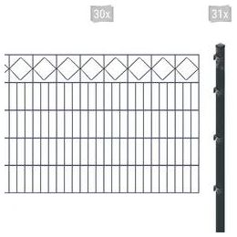 Doppelstabmattenzaun Arvotec "ESSENTIAL 100 zum Einbetonieren "Karo" mit Zierleiste", grau (anthrazit), H:100cm, Kunststoff, Stahl, Zaunelemente, Zaunh&ouml;he 100 cm, Zaunl&auml;nge 2 - 60 m