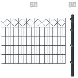Doppelstabmattenzaun Arvotec "ESSENTIAL 100 zum Einbetonieren "Karo" mit Zierleiste", grau (anthrazit), H:100cm, Kunststoff, Stahl, Zaunelemente, Zaunh&ouml;he 100 cm, Zaunl&auml;nge 2 - 60 m