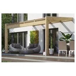 Skan Holz Terrassendach SKANHOLZ "Novara", beige (natur), B:450cm T:309cm, Fichtenholz, Leimholz, Polycarbonat (PC), Terrassen&uuml;berdachungen, BxT: 450x309 cm