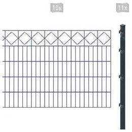 Doppelstabmattenzaun Arvotec "ESSENTIAL 100 zum Einbetonieren "Karo" mit Zierleiste", grau (anthrazit), H:100cm, Kunststoff, Stahl, Zaunelemente, Zaunh&ouml;he 100 cm, Zaunl&auml;nge 2 - 60 m