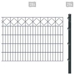 Doppelstabmattenzaun Arvotec "ESSENTIAL 100 zum Einbetonieren "Karo" mit Zierleiste", grau (anthrazit), H:100cm, Kunststoff, Stahl, Zaunelemente, Zaunh&ouml;he 100 cm, Zaunl&auml;nge 2 - 60 m